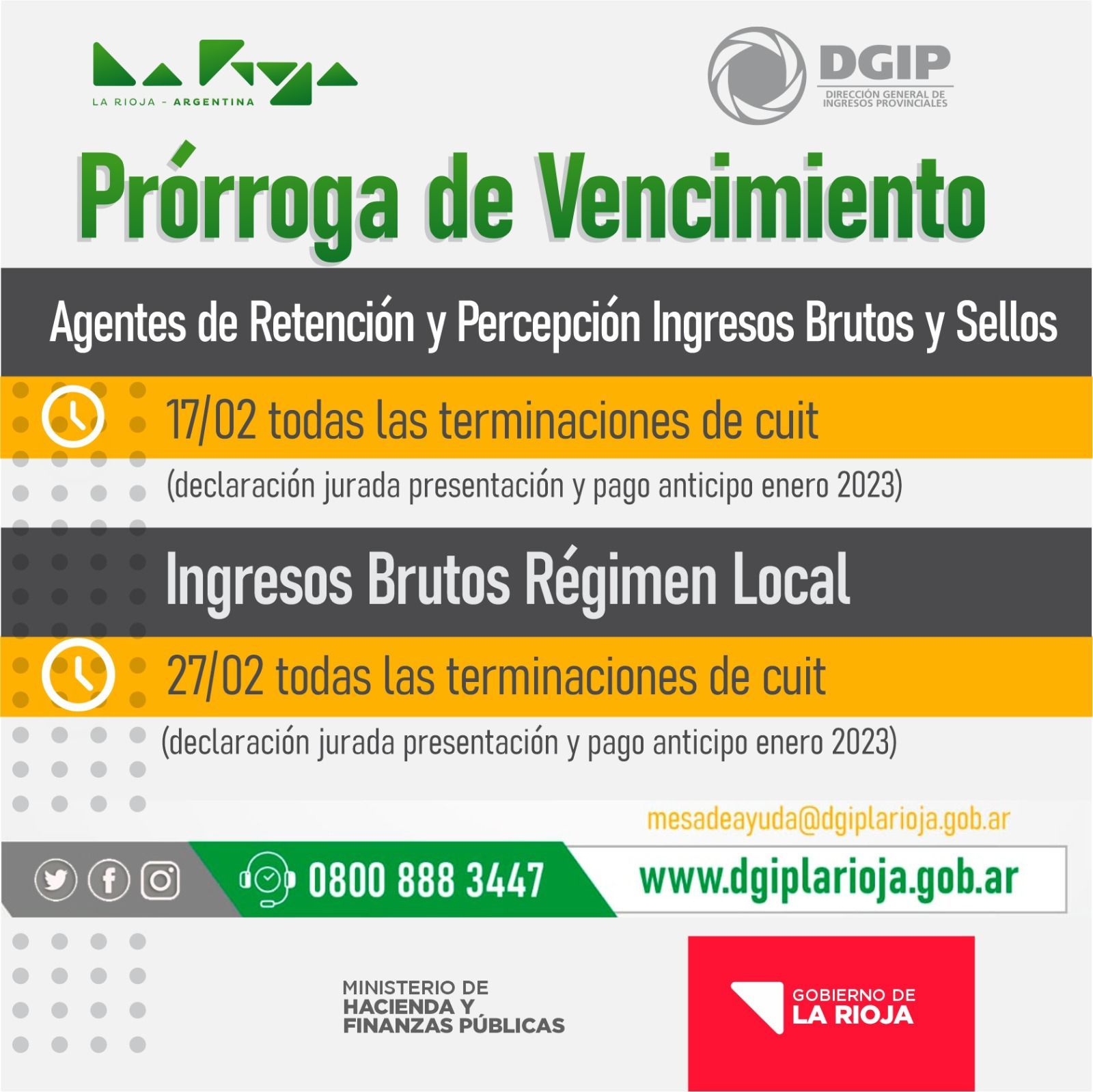 La DGIP prorrogó vencimientos